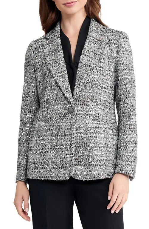 KASPER Sequined One-button Blazer