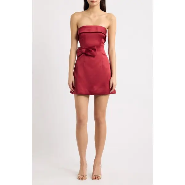 HELLO MOLLY Golden Poise Strapless Minidress
