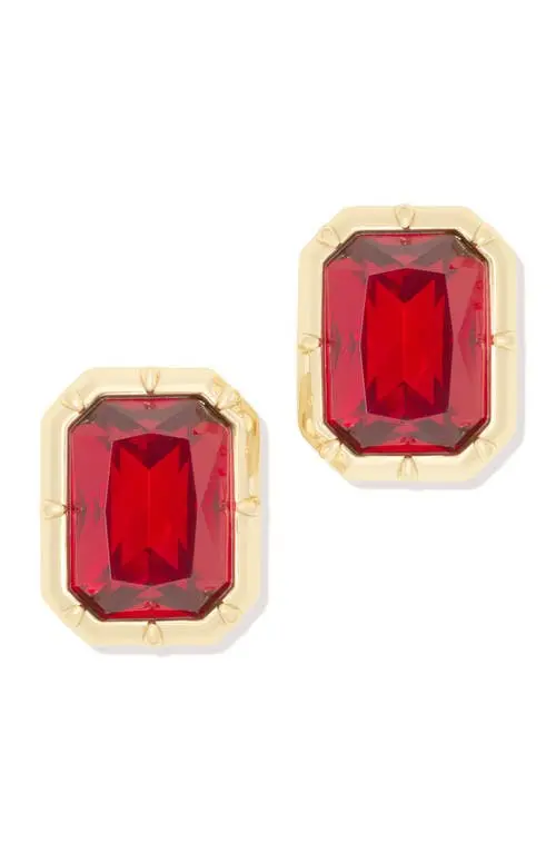 Ramy Brook Ciera Emerald Cut Stud Earrings - Ruby