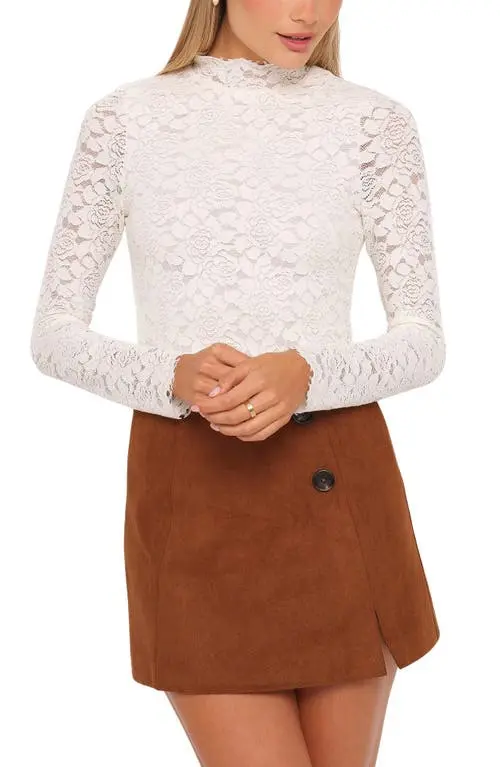 PETAL & PUP Beatriz Lace Mock Neck Top - Ivory