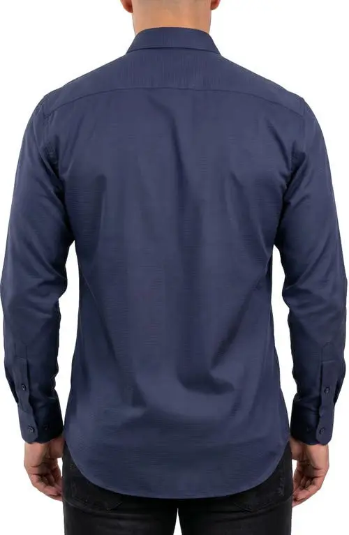MACEOO Einstein Long Sleeve Stretch Dress Shirt - Blue