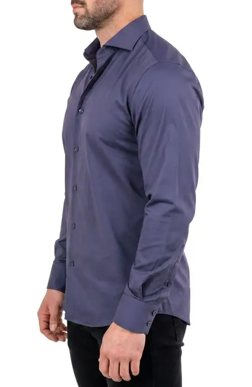 MACEOO Einstein Long Sleeve Stretch Dress Shirt - Blue