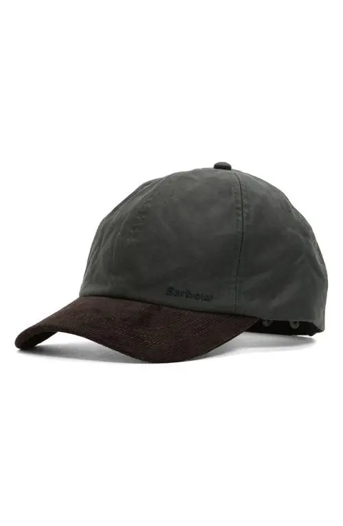 Barbour Beadnell Waxed Cotton Baseball Cap - Sage