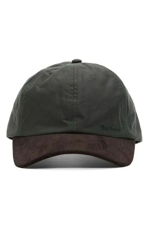 Barbour Beadnell Waxed Cotton Baseball Cap - Sage