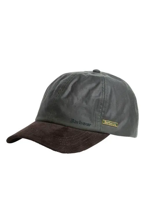 Barbour Beadnell Waxed Cotton Baseball Cap - Sage