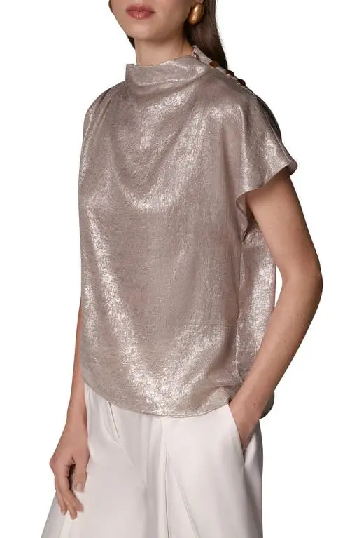 Donna Karan New York Foil Mock Neck Top