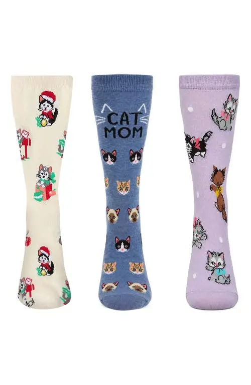 MEMOI 3-pack Christmas Crew Socks - Multi