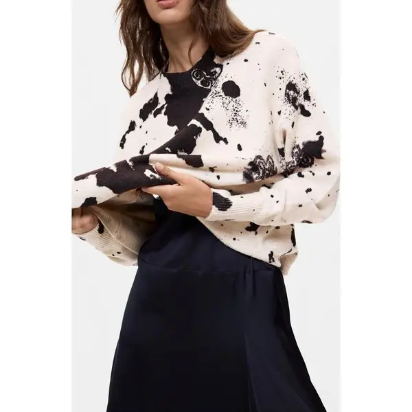 Desigual Cow Print Pullover Sweater