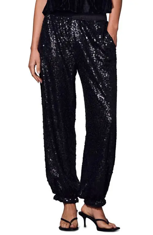 Sanctuary Float On Sequin Balloon Leg Pants - Black