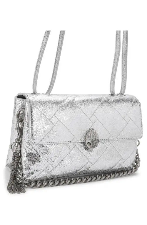 Kurt Geiger Celia Quilted Metalic Leather Shoulder Bag - Silver