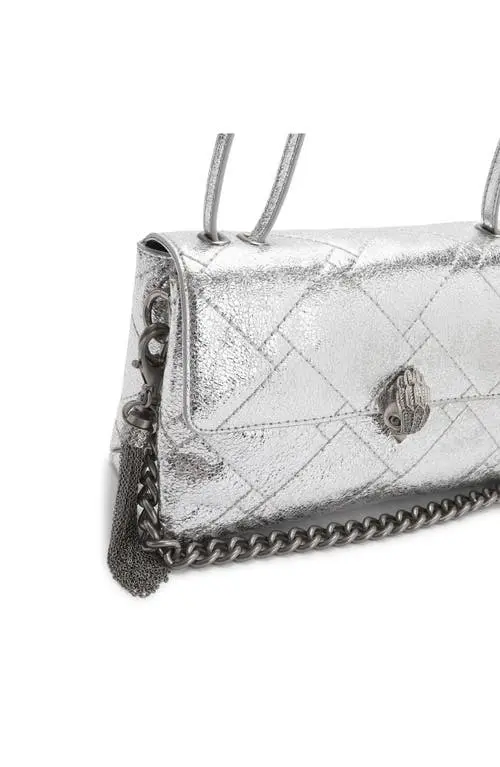 Kurt Geiger Celia Quilted Metalic Leather Shoulder Bag - Silver