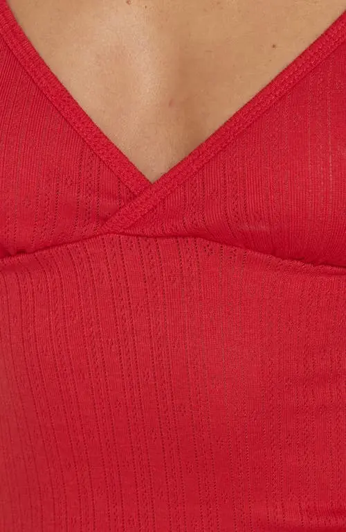 Princess Polly Mossie Crossover Pointelle Top - Red