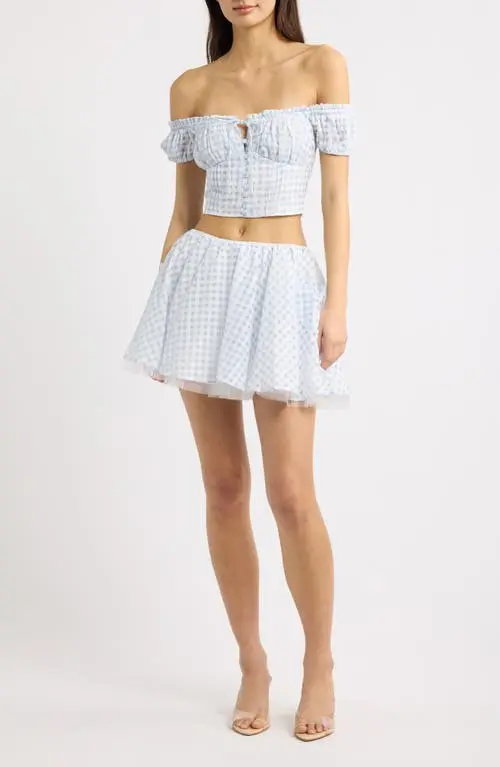HELLO MOLLY Candlelit Lovers Gingham Off The Shoulder Top