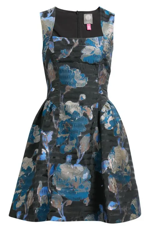 Vince Camuto Metallic Jacquard Fit & Flare Dress