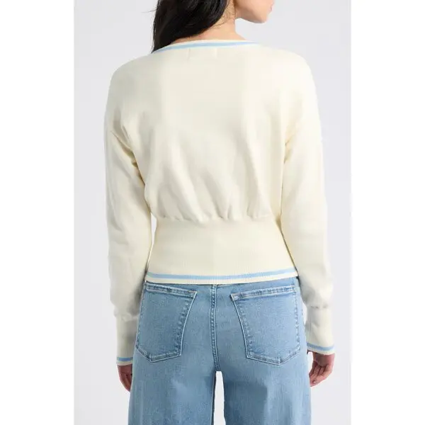 HELLO MOLLY Playful Intentions Embroidered Cardigan - Beige/cream