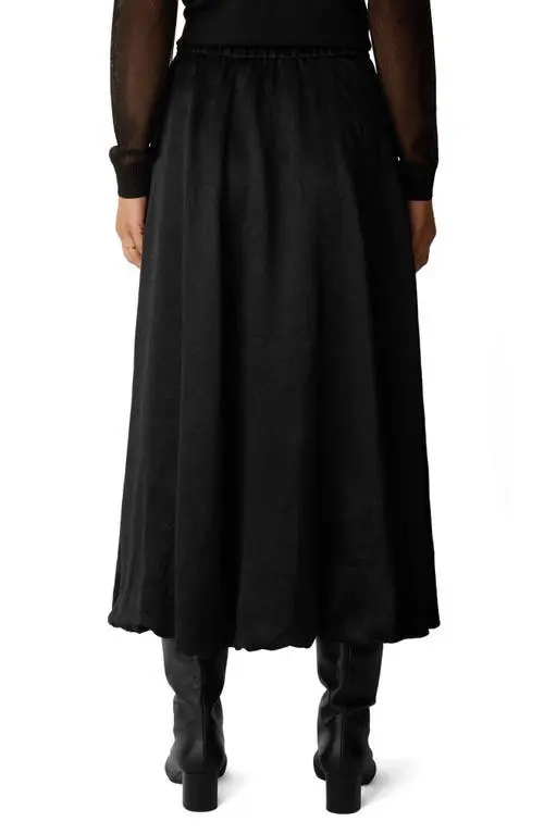 Eileen Fisher Crinkled Satin Bubble Hem Skirt