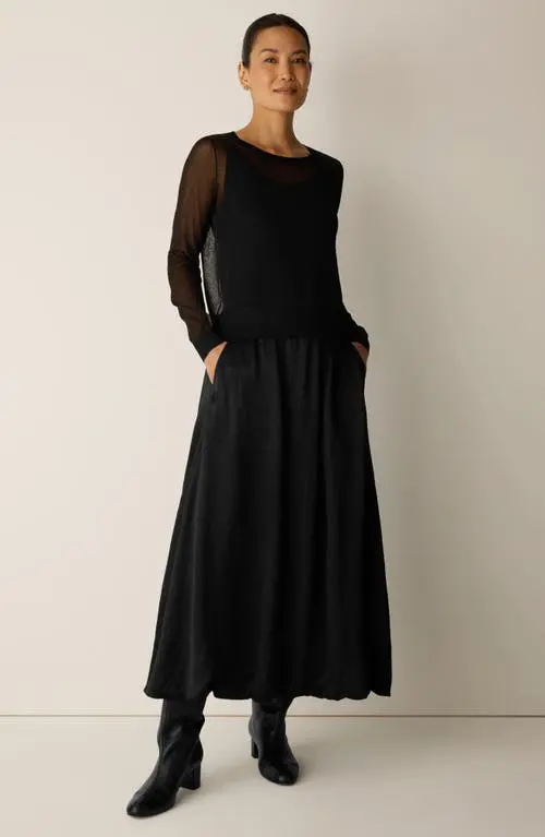 Eileen Fisher Crinkled Satin Bubble Hem Skirt