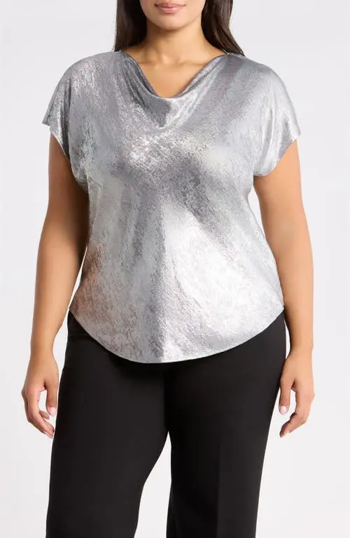 Anne Klein Metallic Cowl Neck Top