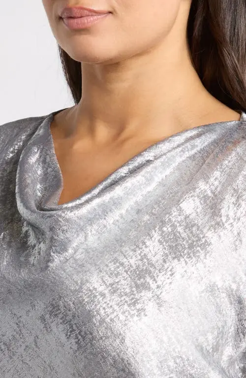 Anne Klein Metallic Cowl Neck Top