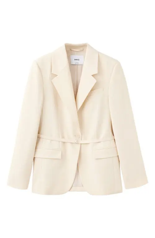 Mango Belted Peak Lapel Suit Blazer