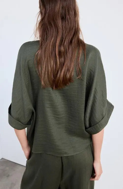 Mango Flowy Roll Sleeve Top