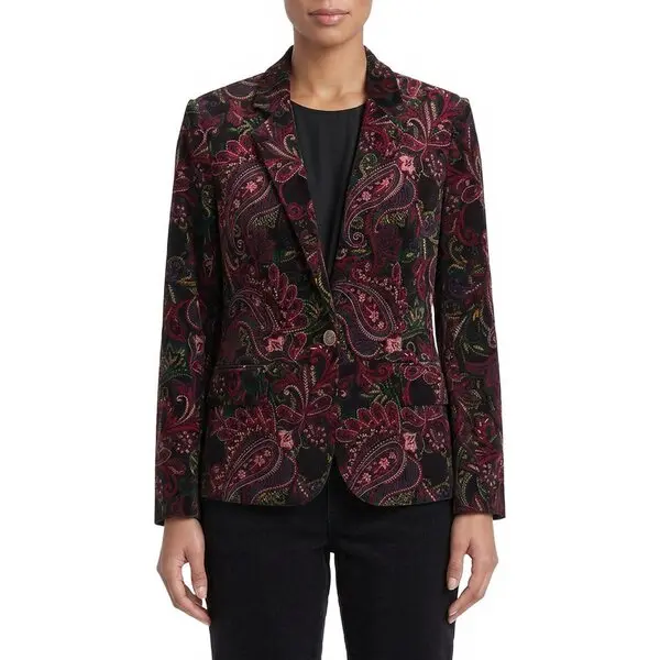 Jones New York Paisley One-button Blazer