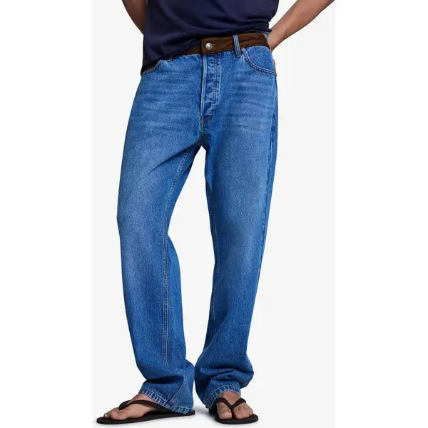 Desigual Contrast Waistband Wide Leg Jeans