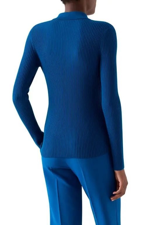 Akris Fitted Virgin Merino Wool Rib Cardigan - Uranus