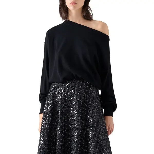 Akris Off The Shoulder Virgin Wool Sweater - Black