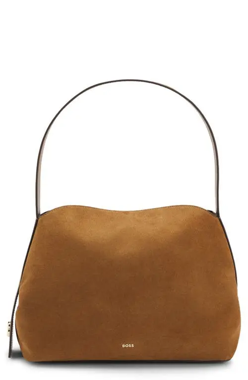 BOSS Caylie Small Faux Leather Hobo Bag - Medium Beige