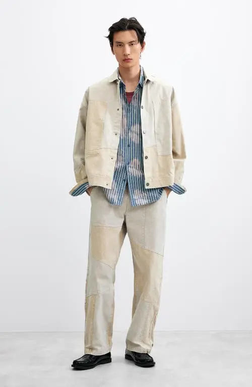 Desigual Patchwork Cotton Straight Leg Pants
