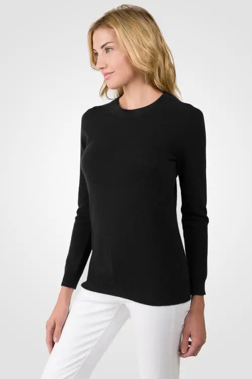 JENNIE LIU Classic Crewneck Cashmere Sweater - Black