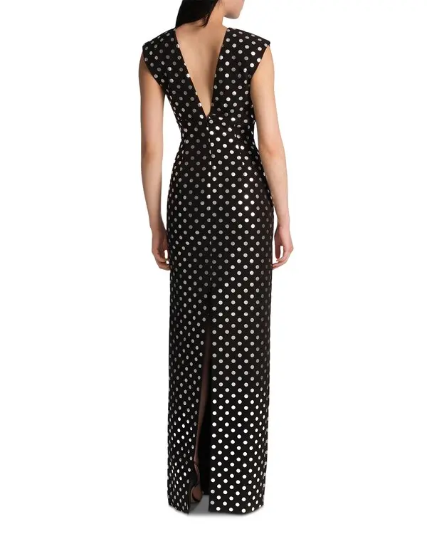Bcbgmaxazria Rylan Metallic Dot High Neck Gown