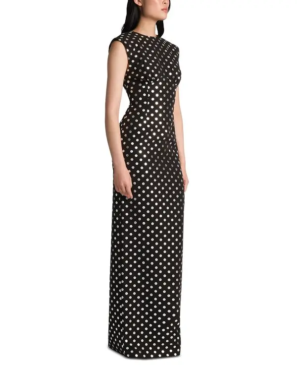 Bcbgmaxazria Rylan Metallic Dot High Neck Gown