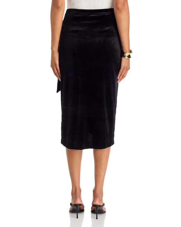 AREA STARS Draped Velvet Wrap Skirt