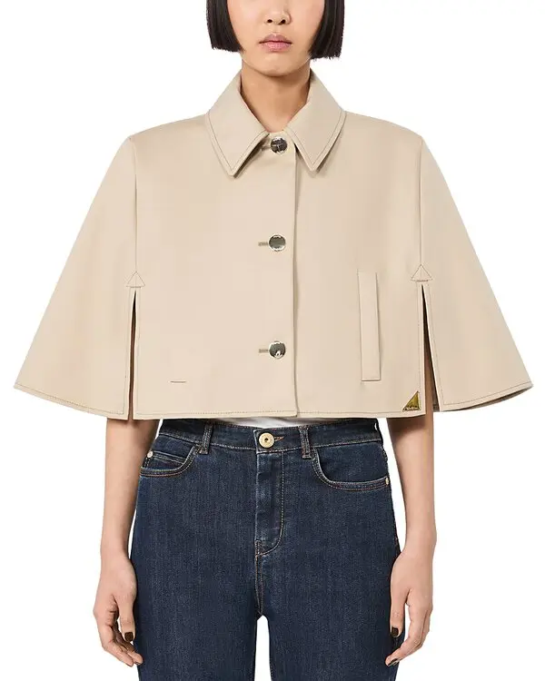 Max Mara Mxapadre Water Repellent Crop Cape - Stone