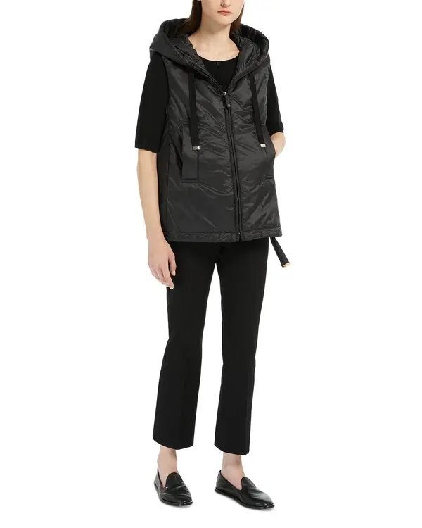 Max Mara Greengo Water Repellent Hooded Puffer Vest - Black