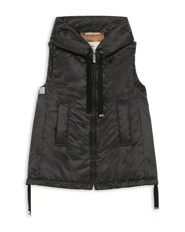 Max Mara Greengo Water Repellent Hooded Puffer Vest - Black