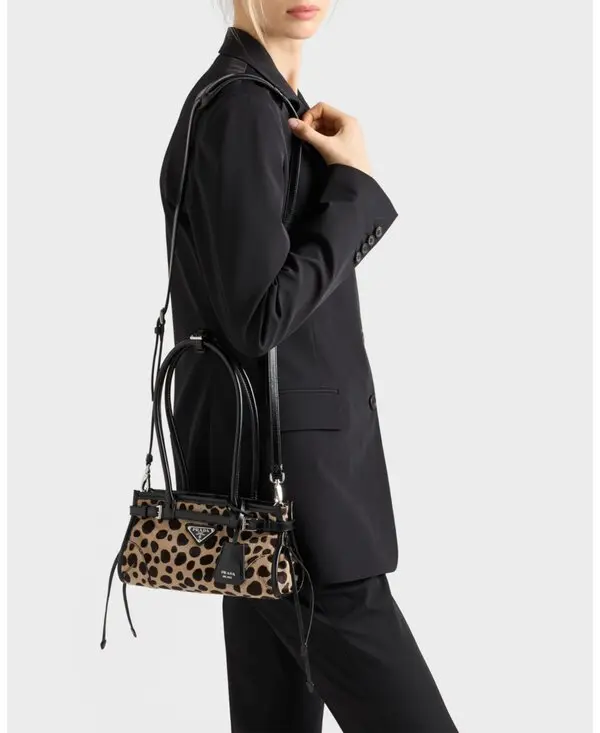 Prada Bonnie Small Printed Calf Hair And Leather Handbag