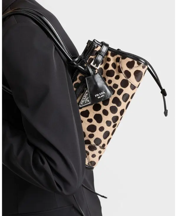 Prada Bonnie Small Printed Calf Hair And Leather Handbag