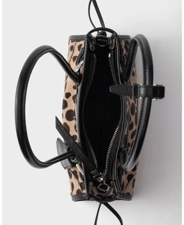 Prada Bonnie Small Printed Calf Hair And Leather Handbag