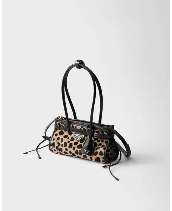 Prada Bonnie Small Printed Calf Hair And Leather Handbag