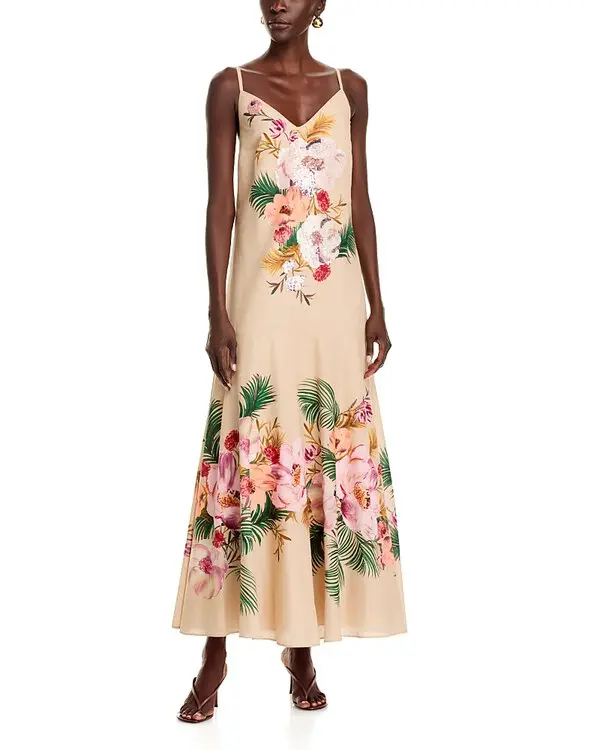Kobi Halperin Pierce Floral Beaded Cotton Maxi Dress