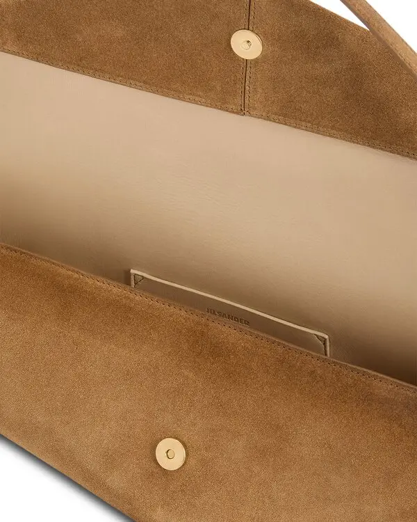 JIL SANDER Kante Leather Flap Shoulder Bag - Walnut