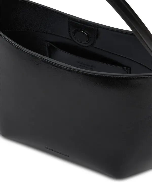JIL SANDER Kante Debossed Logo Leather Shoulder Bag - Black