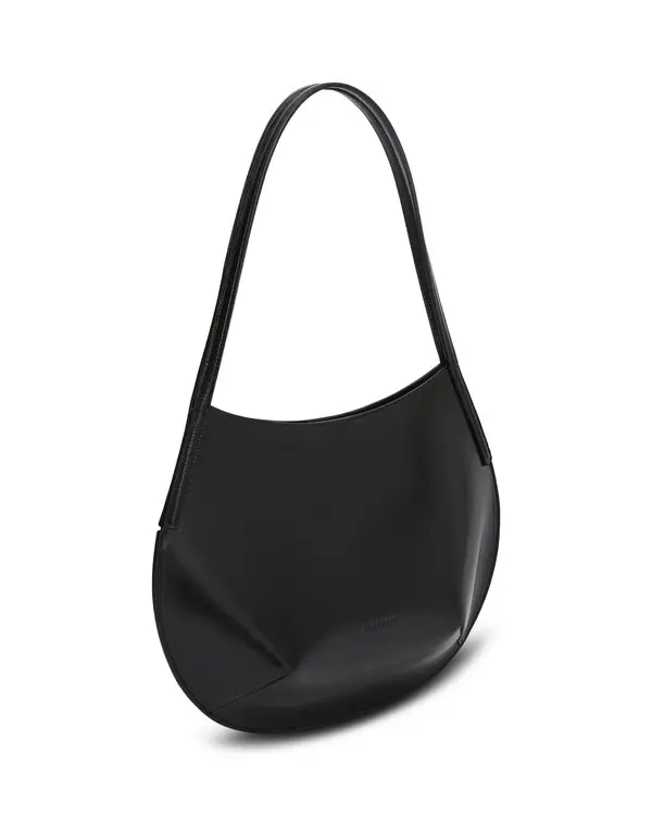 JIL SANDER Kante Debossed Logo Leather Shoulder Bag - Black