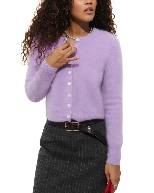 ALEX MILL Elizabeth Cashmere Crewneck Cardigan - Amarathine