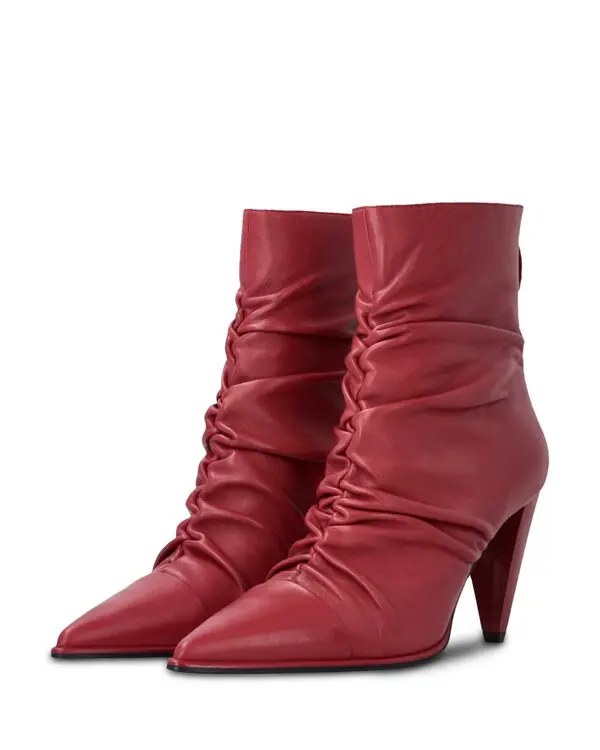 Pinko Vane 02 Nappa Leather Ruched Ankle Boots