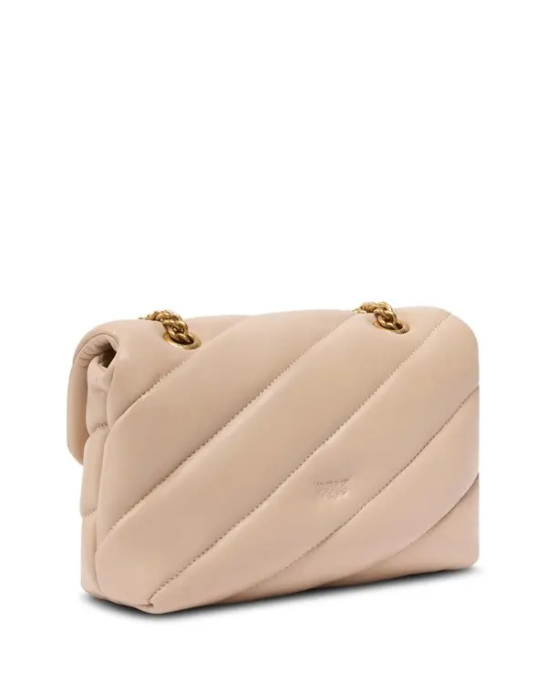 Pinko Puff Mini New Buckle Quilted Leather Crossbody Bag - Beige