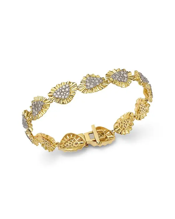 Bloomingdale'S Diamond Pave Textured Bracelet In 14k Yellow 2.50 Tcw - Gold